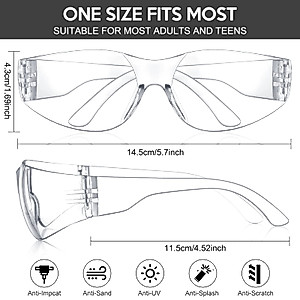 48 Pack Safety Glasses Bulk Clear Safety Goggles Black Tinted Eye Protection Glasses Anti Dust Impact Scratch Resistant Protective Eyewear for Men Women Work Lab Construction Carpentry Shooting