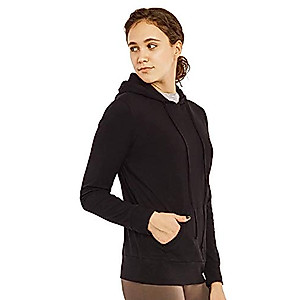 Sofra Women's Thin Cotton Pullover Hoodie Sweater (L, Black)