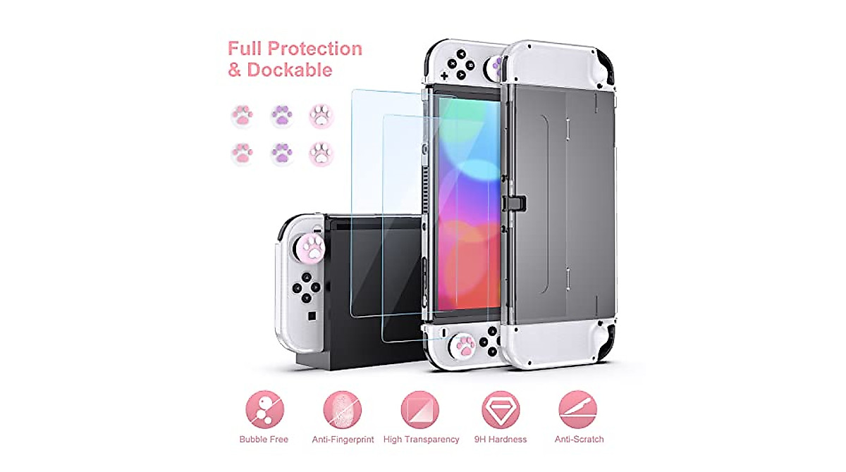 innoAura 18-in-1 Switch OLED Accessories Bundle Pink | Ultimate Protection