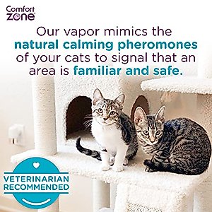Comfort Zone Multi Cat Calming Diffuser Starter Kit: 1 Diffuser & 2 Refills; Pheromones to Reduce Cat Fighting, Spraying & Scratching