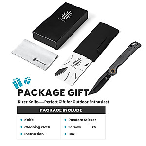 Kizer Begleiter 2 Folding Knife Black Micarta Handle EDC Knife 3.43 Inches 154CM Steel Pocket Knives V4458.2TC1