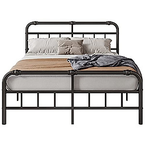 FSCHOS King-Bed-Frame-and-Headboard & Footboard, 14 Inch High, Metal Platform King-Size-Bed-Frame, Premium Steel Heavy Duty Bed Frame No Box Spring Needed, Easy Assembly, Black