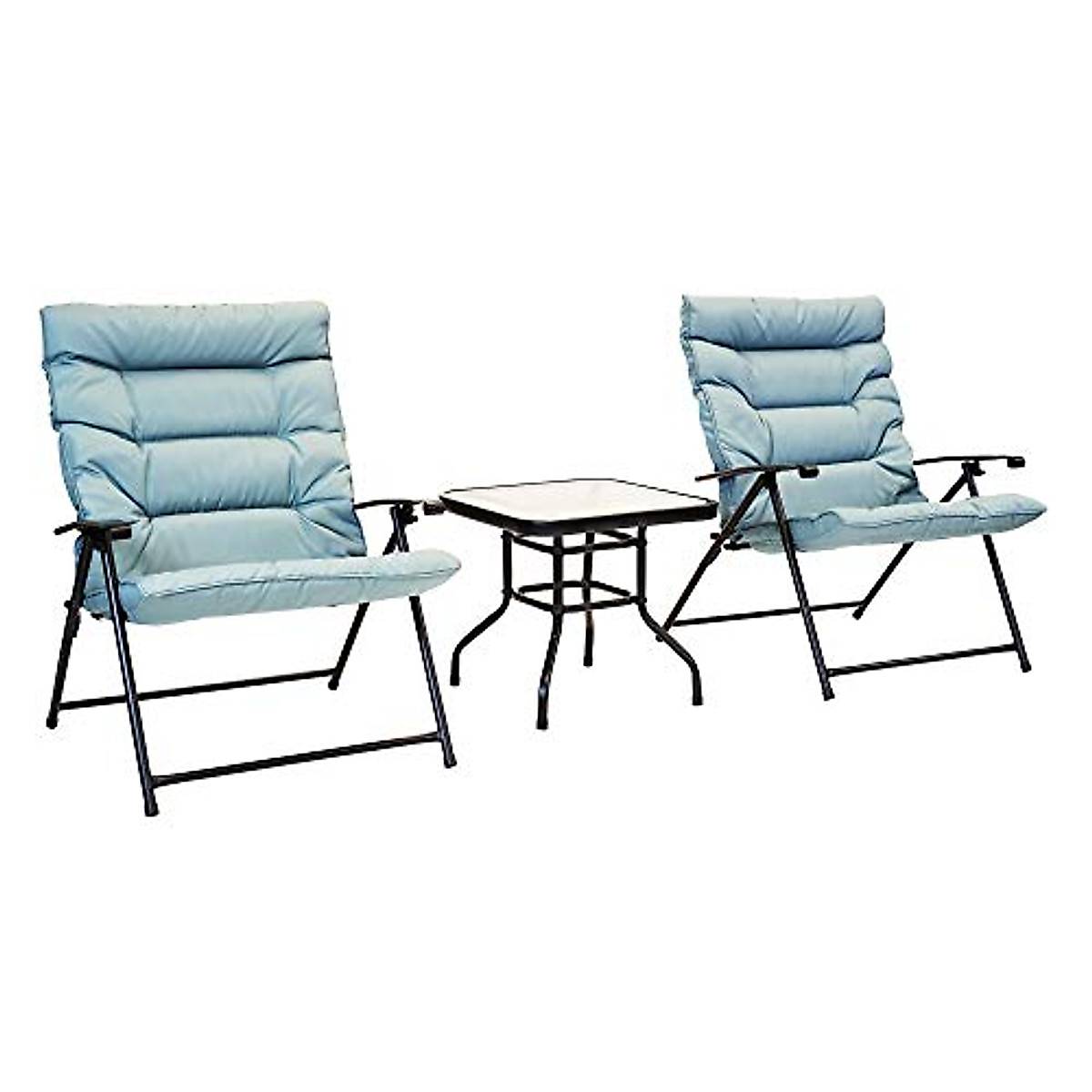 Sun-Ray 213028 Folding Chairs with Cushions and Table, Aqua