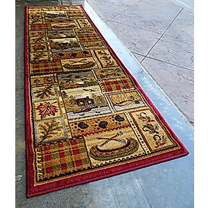 CR Wildlife Nature Cabin Lodge Scene Duck Boat Fish Area Rug (2 Feet 2 Inch X 7 Feet 2 Inch Runner)