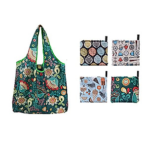 Reusable Shopping Bags Foldable Large Bulk Bag for Grocery, Machine Washable Durable Durable Grocery Bags Ripstop Nylon Tote Bags Waterproof & Lightweight, 4 Pack