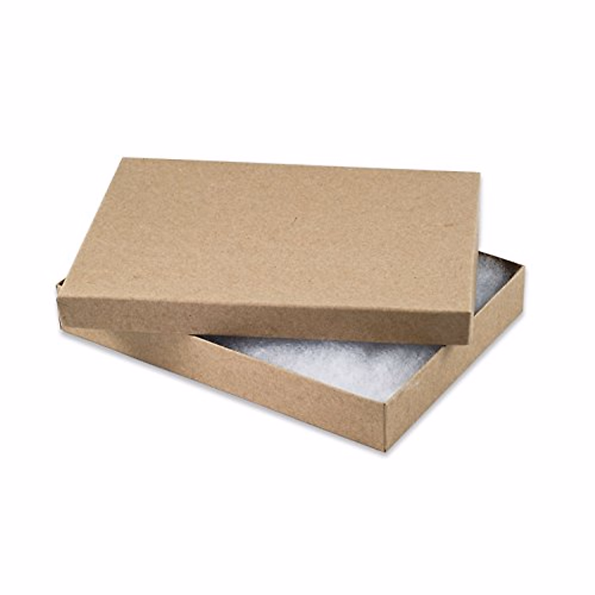 6 Pack Cotton Filled Brown Kraft Color Paper Cardboard Large Jewelry Necklace, Jewelry Set, Bracelets, Watches, Belt Buckle, Collectables, Crystals and Retail Gift Boxes Size 8 1/8" x 5 5/8" x 1 3/8" Inch - by R J Displays