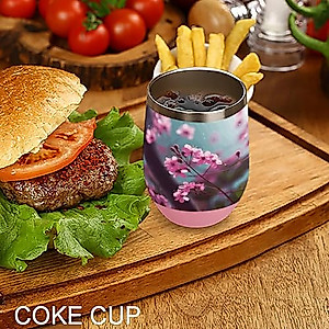 WYUSPGK 304 Stainless Steel Insulated Cup, Small Flowers Print Smooth Rim, Durable & Reusable - Perfect for Office, Home, And Travel