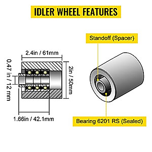 VEVOR Belt Grinder 2" x 72" Wheel Set, Complete Belt Knife Grinder Wheel Set, Aluminum Belt Grinder Wheel Crowned, for Knife Grinder 5" Drive Wheel 5/8" Bore 4" Tracking 2" Idler Wheels (5"-4"-2")