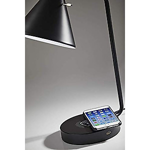 Adesso 4507-01 Maxine Desk Lamp Wireless Charging, 7W LED, 5W QI, USB Port, Indoor Lighting Lamps