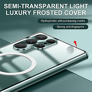 Jonwelsy Anti Peeping Case for Samsung Galaxy S22 Ultra, Double-Sided 360 Degree Protection Cover Compatible with Magsafe Anti Spy Privacy Glass Magnetic Adsorption Metal Bumper for S22U (Green)