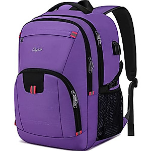 Travel Laptop Backpack 17.3 inch,Extra Large School Backpack Bookbag Computer Rucksack with USB Charging Port,Water Resistant Backpacks for Business College Travel,Women Casual Daypack,Purple