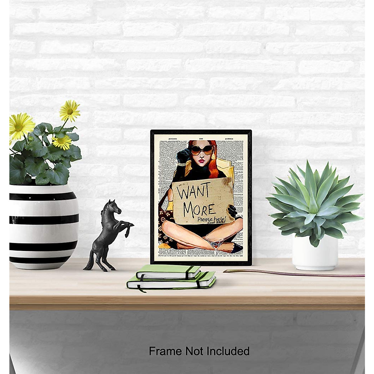 Funny Glam Fashion Graffiti Dictionary Art – Upcycled 8x10 Chic Unique Gift for Designer, Fashionista - Urban Street Art Home Decoration Poster for Women, Wife, Teens, Dorm Room – Cool Dope Wall Decor