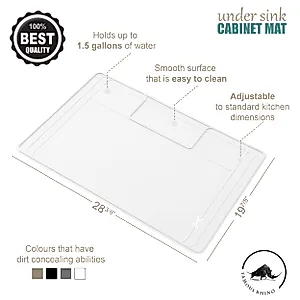 Original Under Sink Mat - Adjustable Silicone, Waterproof Vanity Mat - 28" x 19" or Smaller