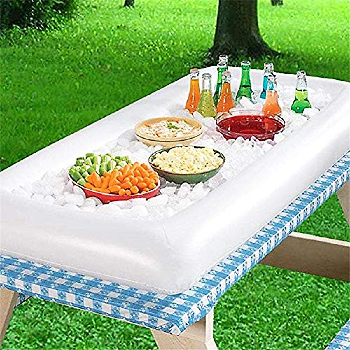 Inflatable Serving Bars Ice Buffet Salad Serving Trays Food Drink Holder Cooler Containers Indoor Outdoor BBQ Picnic Pool Party Supplies Cooler Drain Plug，Ice Tray Food Drink Containers for Summer Par