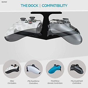 BRAINWAVZ [EOL] The Dock - Dual Game Controller Holder Under The Desk Mount for Xbox Series X, One, PS5, PS4, Switch, Streelseries, PC Gamepad & More, No Screws, Easy to Install, Black [EOL]
