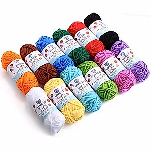 LEMESO 12 Skeins Mini Yarn, 12 Colors 100% Acrylic Mini Knitting Yarn, Great for Knitting Crochet Crafts