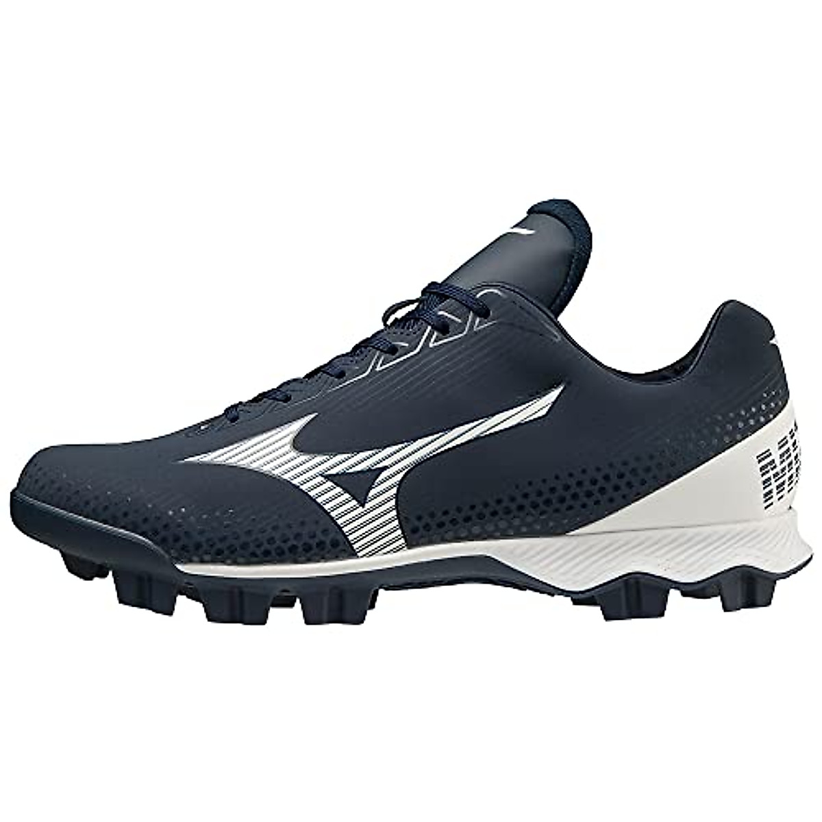 Mizuno Men's Wave Lightrevo Baseball Shoe, Navy-White, 8.5