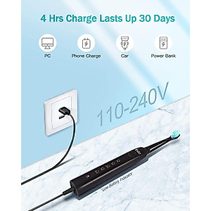 Initio Sonic Electric Toothbrush for Adults, 5 Modes with Smart Timer, 8 Brush Heads & Travel Case Included, Rechargeable Toothbrush, Oral Care Whitening Toothbrush, IT959