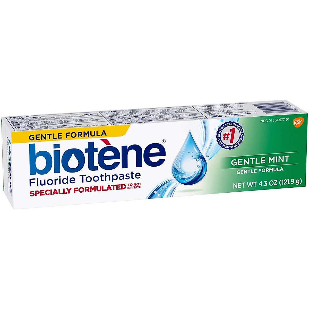 Biotene Fluoride Toothpaste Antibacterial Gentle Mint, 4.3 Ounces each Pack of 3