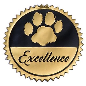 PaperDirect, Gold and Black Embossed Paw Excellence Seals, 2 Inches, 100 per Package