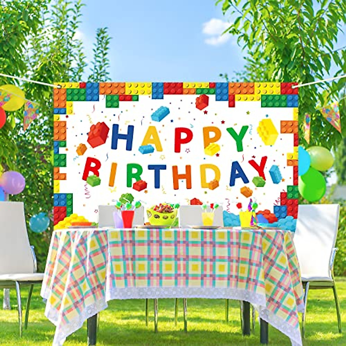 Building Blocks Party Decorations Banner Colorful Blocks Birthday Photography Backdrop Building Blocks Theme Party Supplies