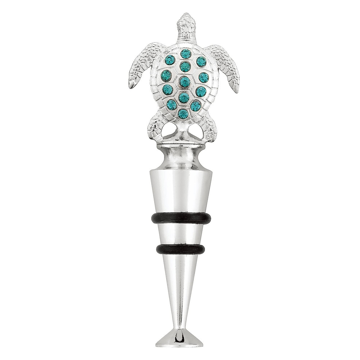 UPware Wine Stopper Bottle Stopper 1-Pack Zinc Alloy Wine and Beverage Bottle Stopper Cute Decorative Wine Stopper Wine Preserver Reusable Wine Corks (Sea Turtle with Crystal Glass)