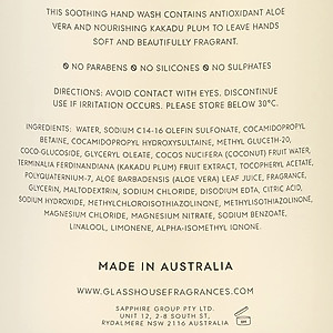 Glasshouse Fragrances Lost In Amalfi Hand Wash, Rich in Aloe Vera & Vitamin E, Soothing & Moisturizing, Sea Mist Scent, 15.2 Fl Oz (450mL)