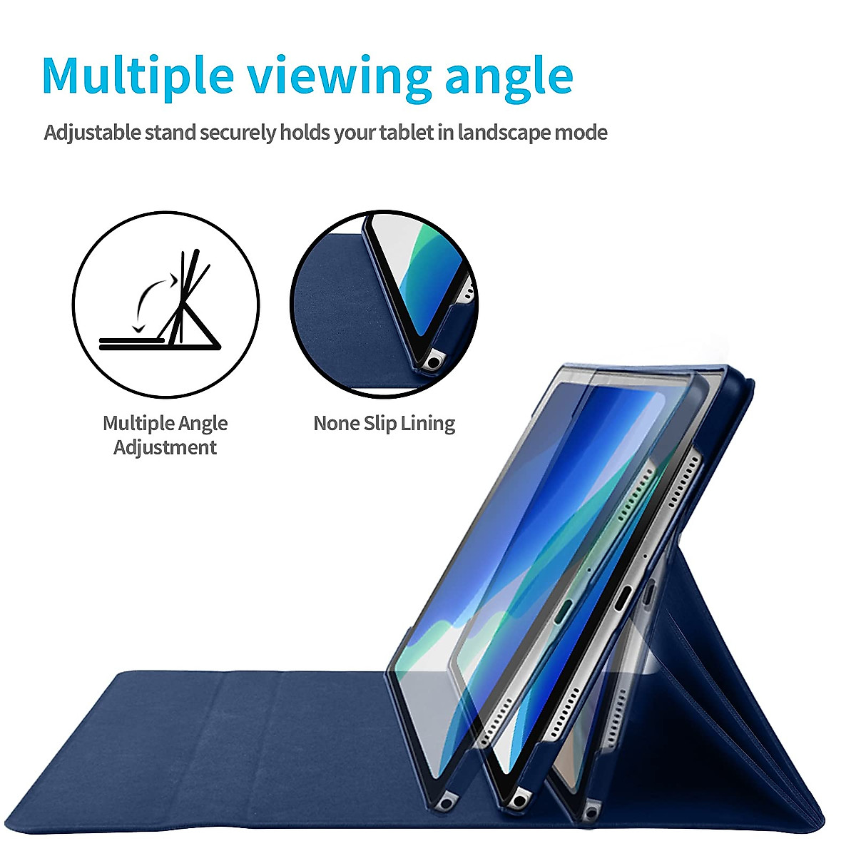 Keyboard Case for Samsung Galaxy Tab A7 10.4'' 2020 Model (SM-T500/T505/T507), Slim Lightweight Stand Cover - Magnetically Detachable Bluetooth Keyboard, Auto Sleep/Wake Function, Dark Blue