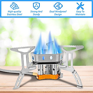5800W Camping Gas Stove, Portable Camping Stoves, Windproof Mini Propane Burner with Adapter, Lightweight Foldable Backpacking Stove with 3 Burners for Outdoor Backpacking Camping Hiking Picnic