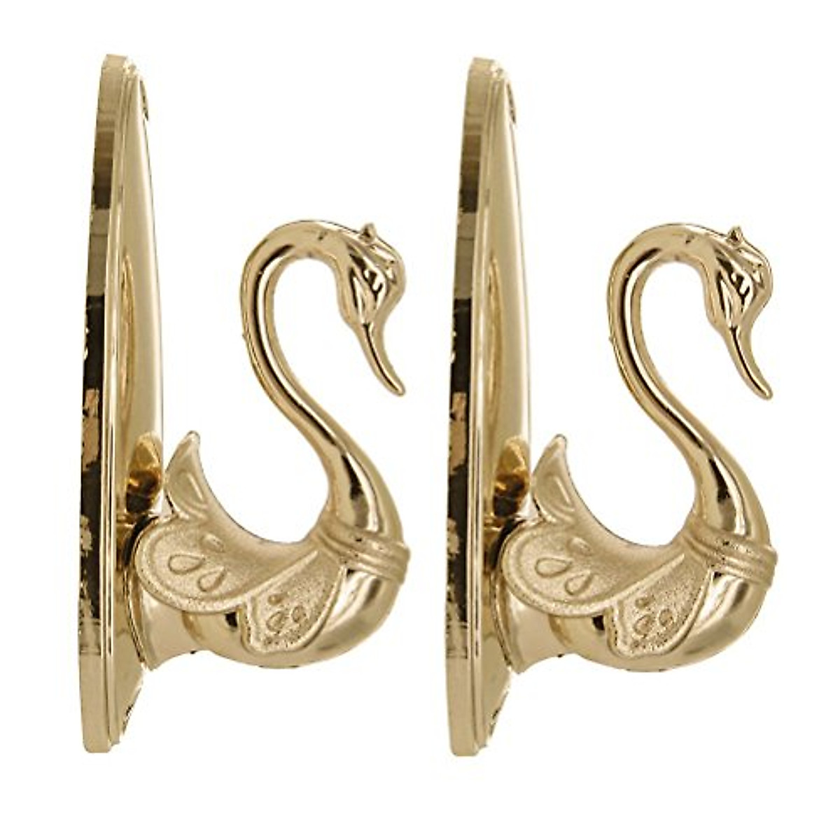 OULII Metal Wall Hook Curtain Drapery Holdbacks Coat Hat Hook Set of 2 (Golden Swan)