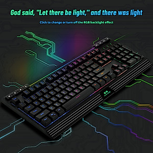 TuparGo Computer RGB Backlit USB Wired Gaming Keyboards 104 Keys, 25 Anti-Ghosting Spill-Resistant Mac Keyboard for Desktop and PC, Black