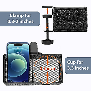 Aurynns Desk Organizer Clip on Desk Cup Holder Pencil Holder for Desk Storage Beverages Phone Holder Desk Organizer and Accessories Office School Home
