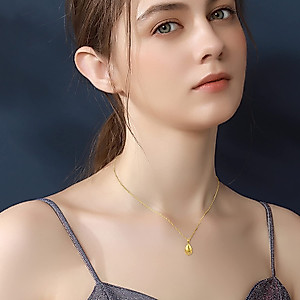 SISGEM 18K Yellow Gold Shiny Love Necklace for Women, 5MM Thick Gold Love Teardrop Shape Pendant Jewelry Anniversary Mother's Day Gift for Wife, Mom 18inch