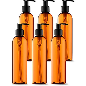 Bar5F Pump Bottle Dispenser 8.5-Ounce UV Protection for Lotion Oil Cream Soap Shampoo Empty Refillable BPA-Free 6-Pack