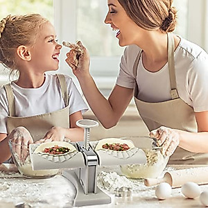 Dumpling Maker, Household Double Head Automatic Dumpling Maker Mould With 2*mini Dumpling Maker/2* Dough Cutter, Kitchen Gadget for Empanada, Pierogi, Pastelitos, Calzone, Turnovers