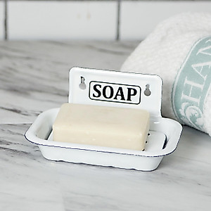 Wall Mounted Enamel White Soap Dish with Drainage Holes