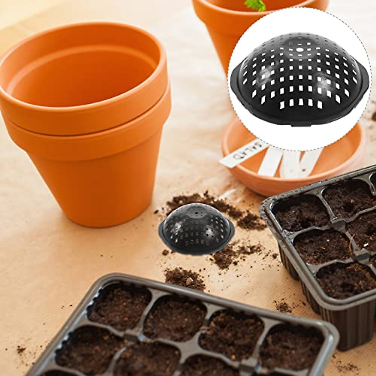 HANABASS 50pcs Plastic Flowerpot Hole Mesh Pad Bonsai Pot Bottom Grid Mat Planter Drainage Gasket Soil Loss Breathable Gasket Drainage Netting for Bonsai