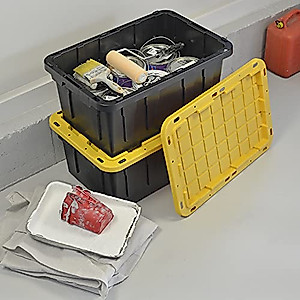 Black & Yellow 17-Gallon Tough Storage Containers, Extremely Durable®, 4-Pack (4)