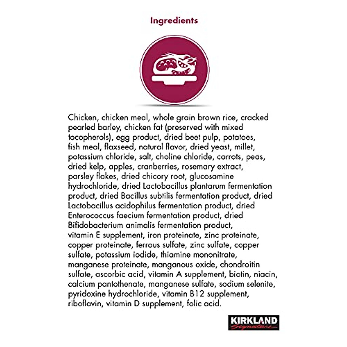 Kirkland Signature Adult Formula Chicken, Rice and Vegetable Dog Food 40 lb.