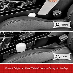 ARISMOTOR Car Side Seat Gap Filler Universal Fit Organizer for Car SUV Truck to Fill The Gap Between Seat and Console Stop Cellphones Keys Wallet Coins from Dropping, Pack of 2