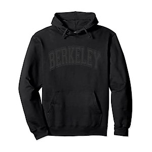 Berkeley California CA Varsity Style Black with Black Text Pullover Hoodie