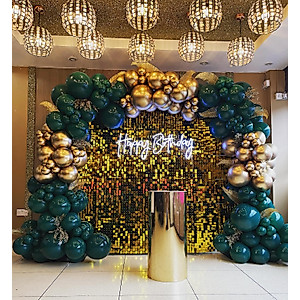 Green and Gold Balloon Arch Kit, ADOINBY 140Pcs Metallic Gold Balloon Emerald Forest Hunter Dark Green Balloon 18 12 10 5 Inch Different Size Balloons for Birthday Anniversary Jungle Party Decorations