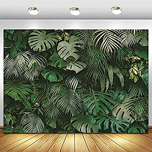 8x6ft Green Tropical Palm Leaves Picture Photography Backdrop Jungle Safari Plants Photo Background for Hawaiian Luau Party Decor Banner Birthday Baby Shower Supplies