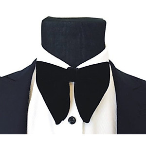 Justar Mens Pre-Tied Oversized Bow Tie Tuxedo Velvet Bowtie Cufflinks Hankie Combo Sets (Black)