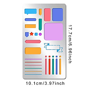 INFUNLY Bookmark Metal Journal Stencil 4X7" Stainless Steel Painting Stencils Kit Metal Frame Drawing Stencil Templates for DIY Engraving Painting Scrapbooking