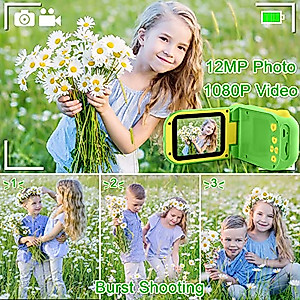 GKTZ Children Video Camera - Kids Digital Camera Toddler Toy Camcorder Birthday Gifts for Boys and Girls Age 3 4 5 6 7 8 9, 12MP Kids Video Recorder with 32GB SD Card - Green
