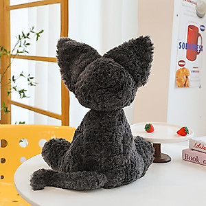 hannaier Cat Plush Toy Pillow, plushies for Teens, Black Cute Cat Plush Toy, Boys Girls Kids Gift,Kawaii cat Plush (15.7in/40cm)