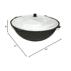 MangalGrills Cast Iron Uzbek Traditional Kazan Cauldron 22L Qozon Qazan Caldero Kadai Pilaf Plov Lagman Shorpa