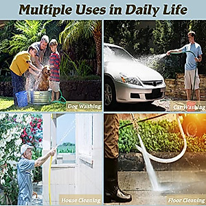 SHOWNEW High Pressure Hose Nozzle, Solid Brass Water Hose Jet Nozzle Sprayer Sweeper with Hose Shut Off Valve, Heavy Duty 3/4" GHT Jet Nozzles for Garden Hose - 1 Set