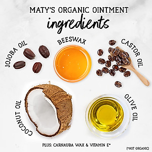 Maty's Organic Multipurpose Baby Ointment - Petroleum-Free Diaper Cream with Coconut & Jojoba Oils - 10 oz